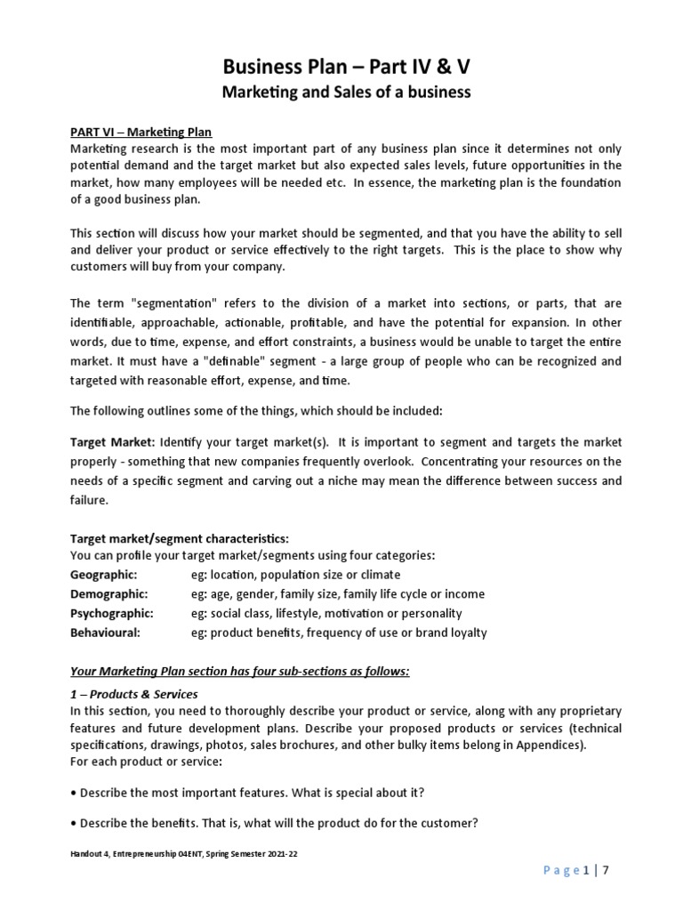 Chapter 4 - Business Plan - Part IV V | PDF | Pricing | Marketing