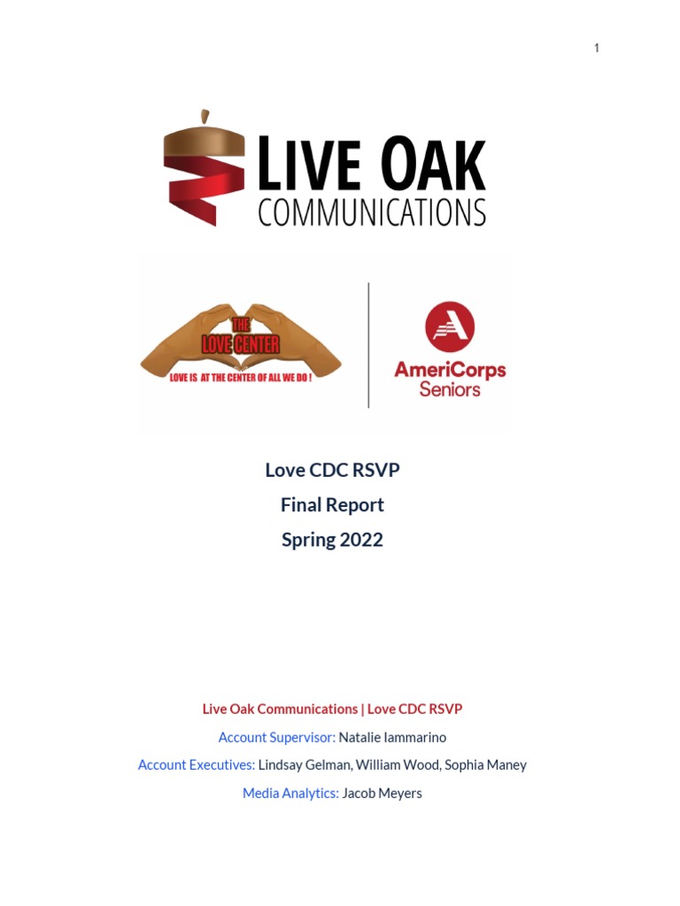 Love CDC RSVP - Final Report | PDF | Facebook | Social Media