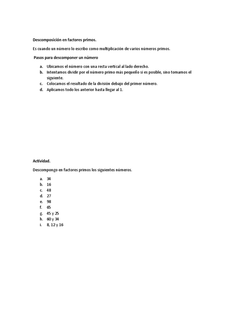 Descomposicion en Factores Primos | PDF
