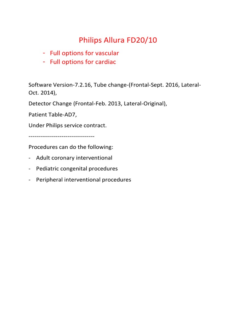 Philips Allura FD20-10 Full | PDF | Clinical Medicine | Cardiovascular System