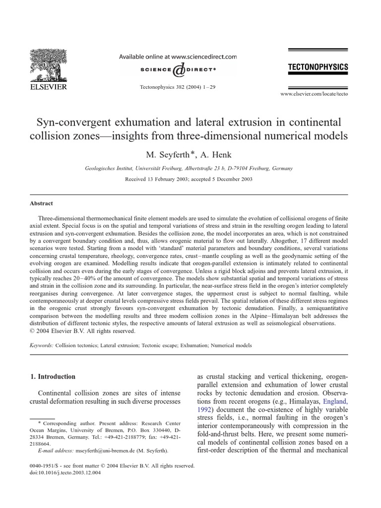 Syn-Convergent Exhumation and Lateral Extrusion in Continental ...