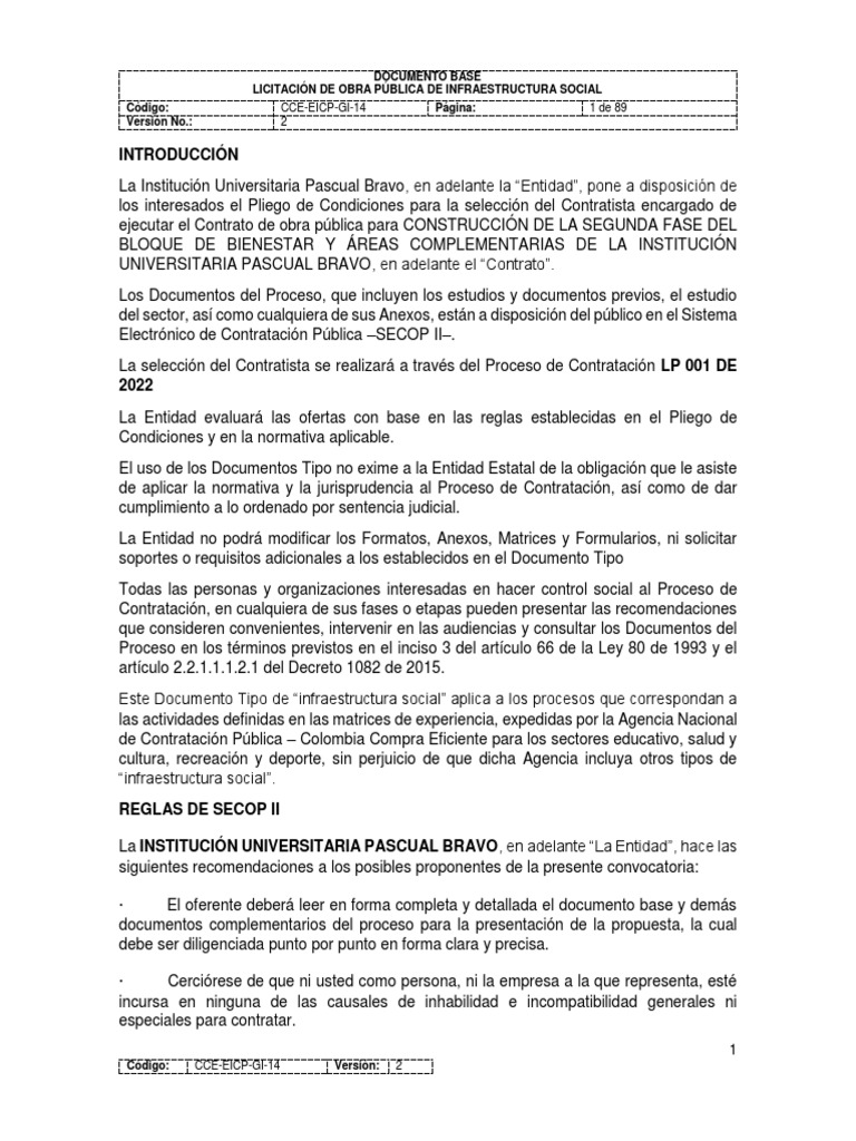 Documento Base CCE-EICP-GI-14 Definitivo | PDF | Dólar de los Estados Unidos | Presupuesto