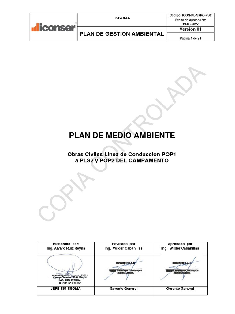 Icon-Pl-Sm02-Ps2-Bo Plan Ambiental Boroo Miskichilca Rev 01 | PDF ...