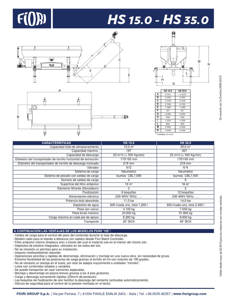 Silo Cemento Fiori Hs15 y Hs35 | PDF | Bienes manufacturados