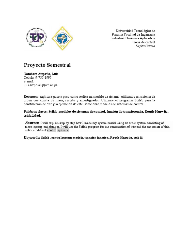 Proyecto Semestral de Dinamica | PDF | Ecuaciones | Matemáticas