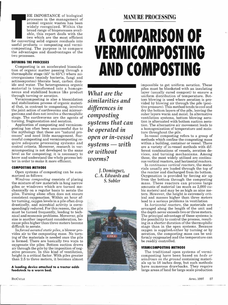 Comparison of Vermicomposting and Composting | PDF | Compost | Materials