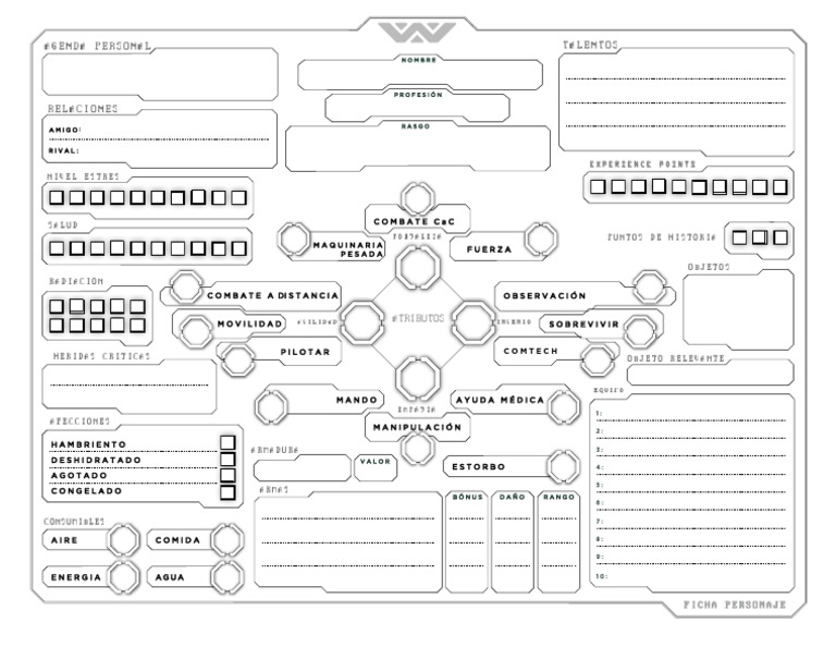 Ficha 2020 Alien RPG | PDF