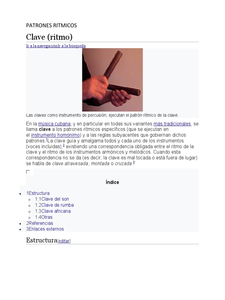 Patrones Ritmicos La Clave | PDF | Elementos de la música | Notación ...