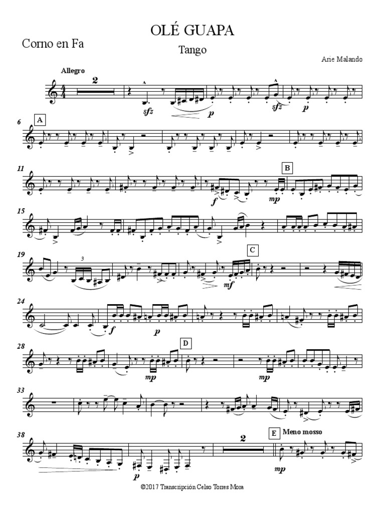 Olé Guapa - Corno Fa | PDF