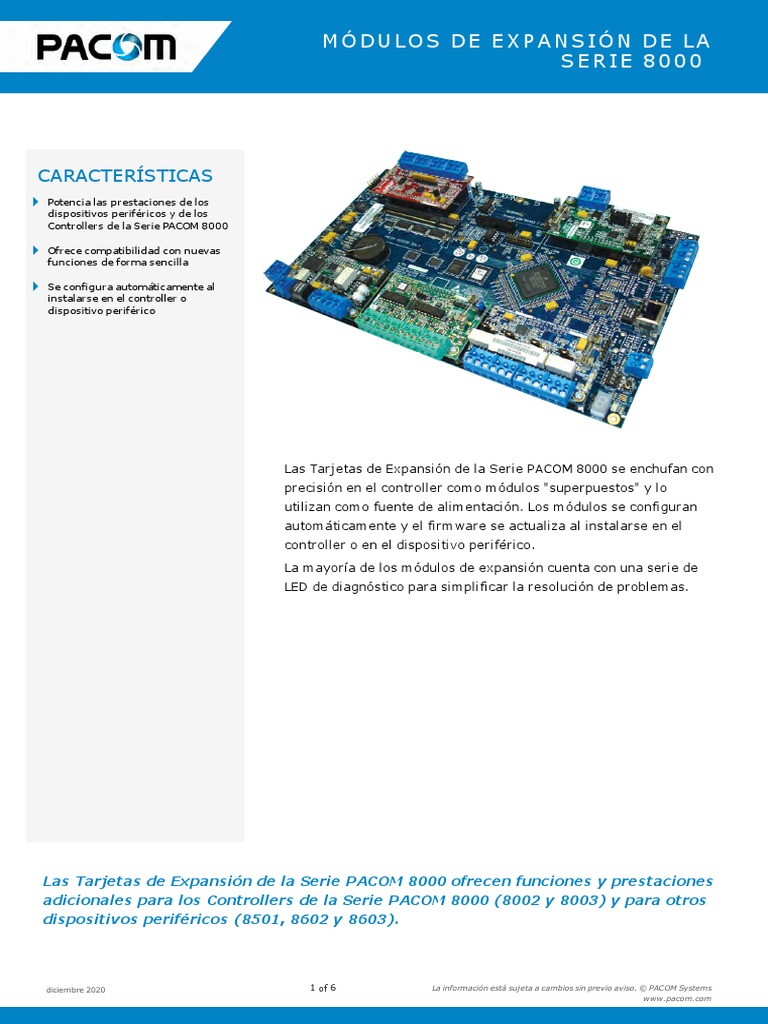 PACOM 8000 Series Expansion Modules Spanish Datasheet | Descargar gratis PDF | 3 G | Módem