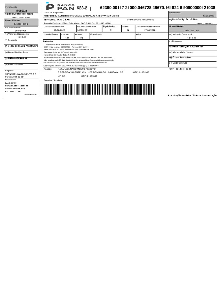 Boleto (1) FFD | PDF | Bancario | Servicios financieros