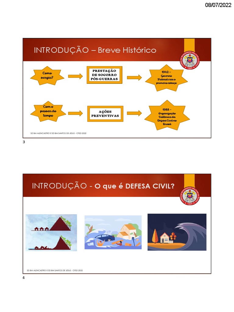 Slides - Aula 1 - Conceitos e Breve Histórico | PDF | Defesa civil | Gestão de emergência