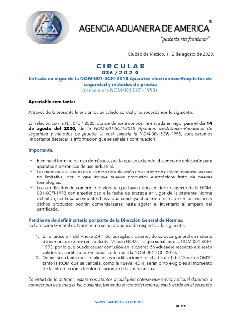 Nom 001 Scfi 2018 | PDF | Ingenieria Eléctrica | Corriente alterna