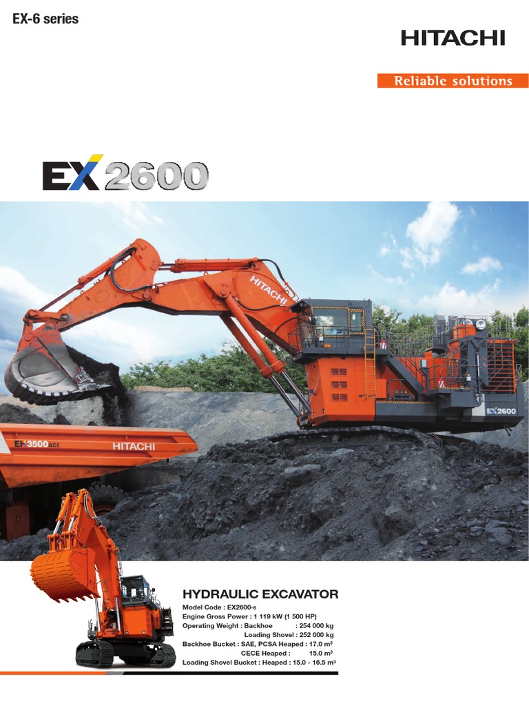 Hitachi EX2600-6 Excavator Specs | PDF | Horsepower | Truck