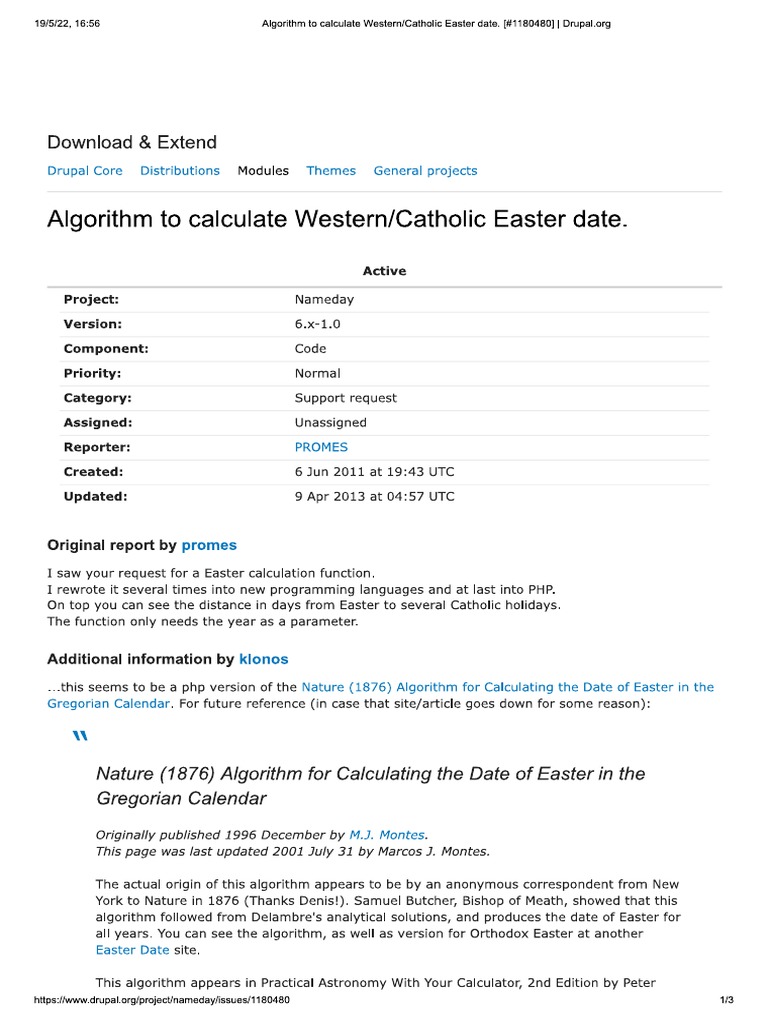 Algorithm To Calculate Western - Catholic Easter Date. (#1180480 ...