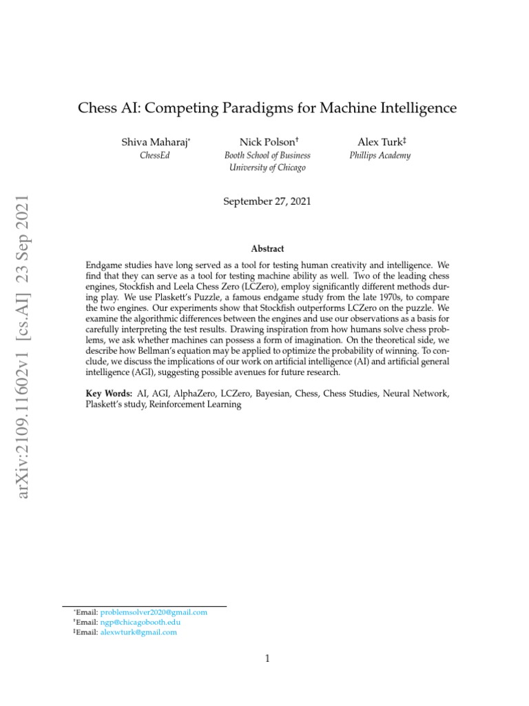 Chess AI: Competing Paradigms For Machine Intelligence: Shiva Maharaj ...