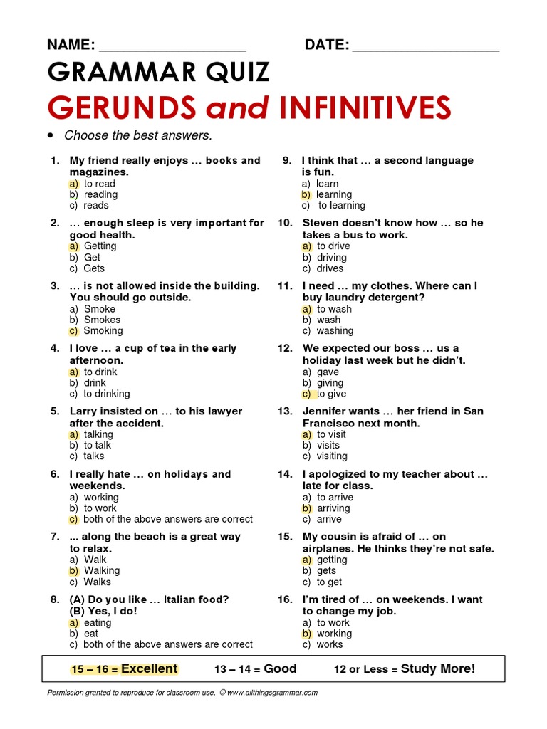 Atg Quiz Gerunds Infinitives 20201007 | PDF