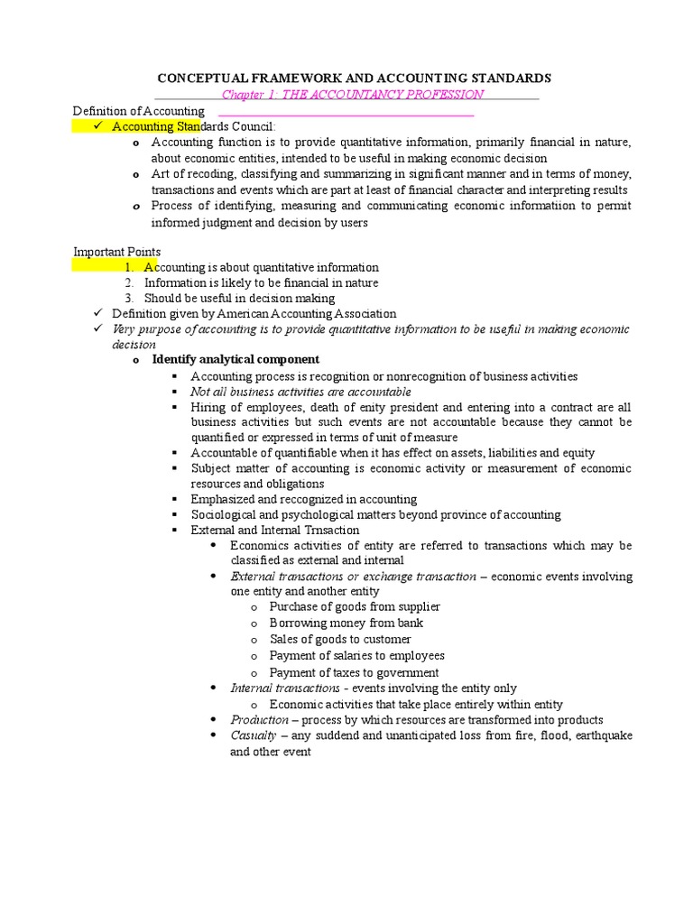 Conceptual Framework and Accounting Standards: Chapter 1: The ...