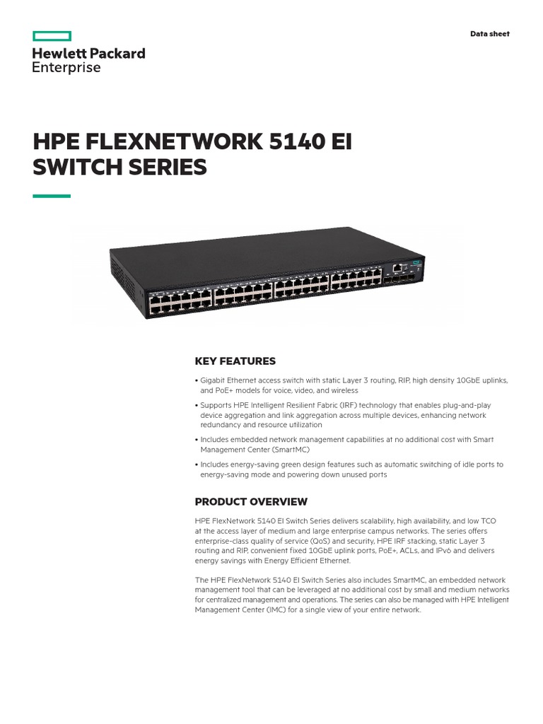 HPE FlexNetwork 5140 EI Switch Series Data Sheet-A50004343enw | PDF | Computer Network ...