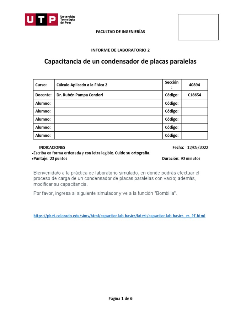 CAF2 - Laboratorio 2 | PDF | Condensador | voltaje