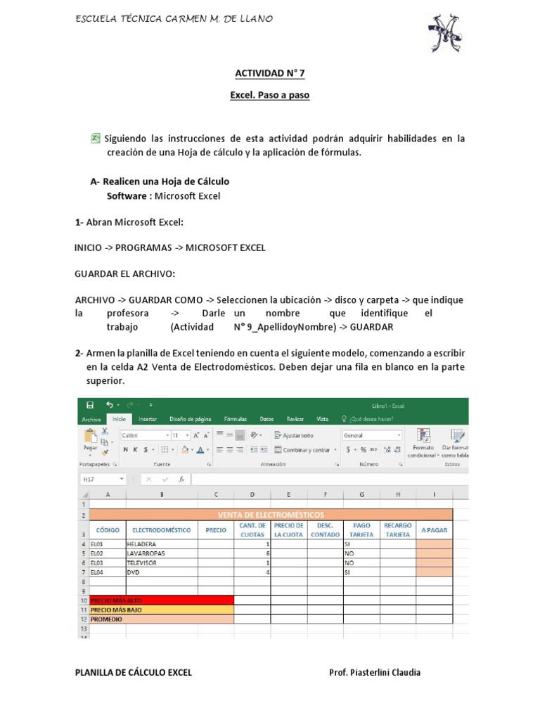 Actividad #7 - Excel | PDF | Hoja de cálculo | Microsoft Excel