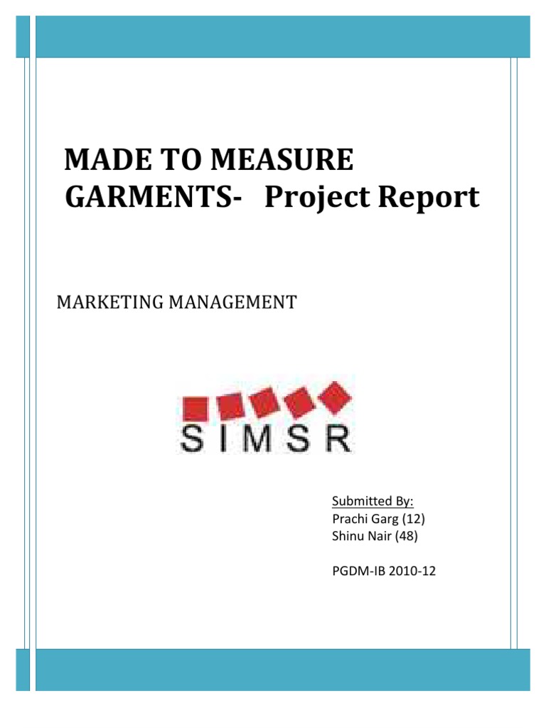 Report On Feasibility Study On Made To Measure Garments | PDF | Retail ...