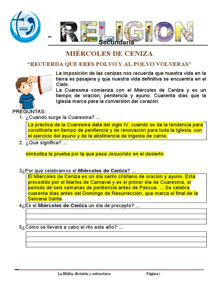 Ficha de Religion Secundaria | PDF
