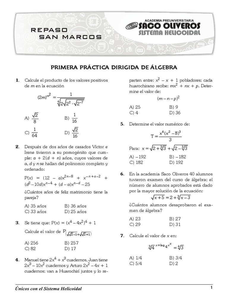 1er P.I Álgebra | PDF | Álgebra abstracta | Ecuaciones