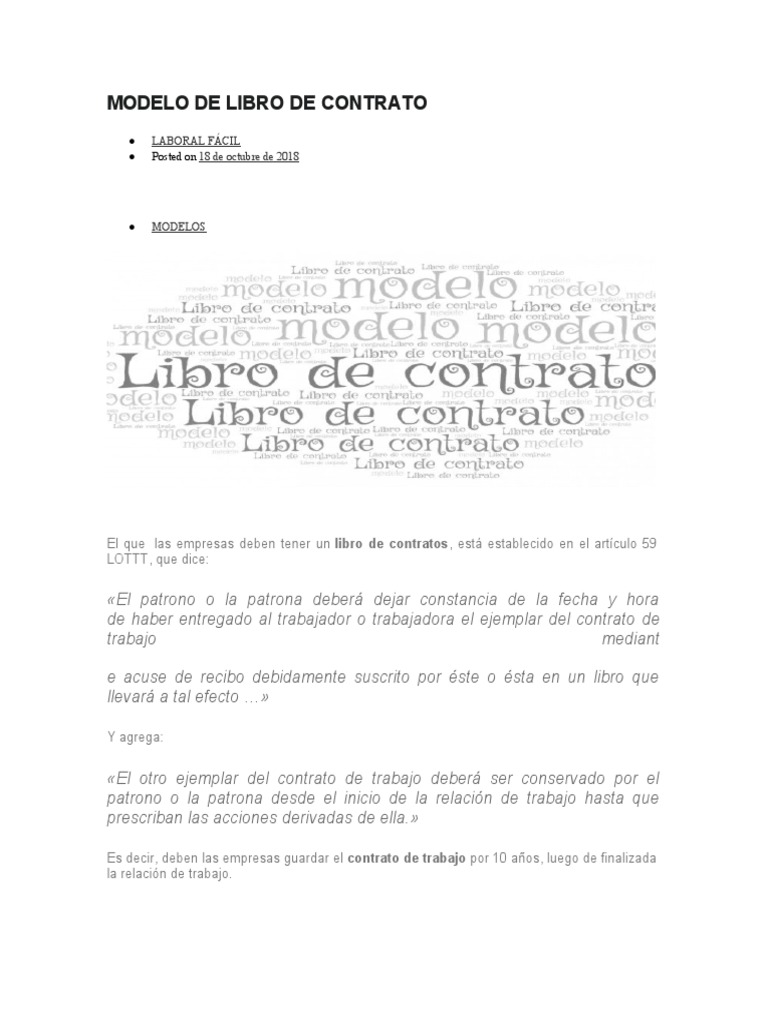 Modelo de Libro de Contrato | PDF | Finanzas y dinero
