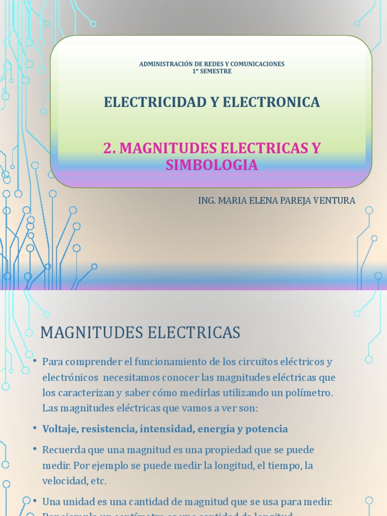 Magnitudes Eléctricas y Simbología | PDF | Corriente eléctrica | voltaje