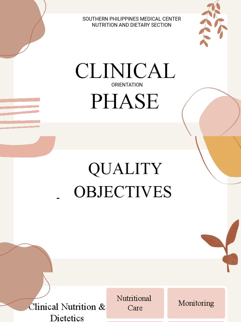 Clinical Phase: Southern Philippines Medical Center Nutrition and Dietary Section | PDF ...