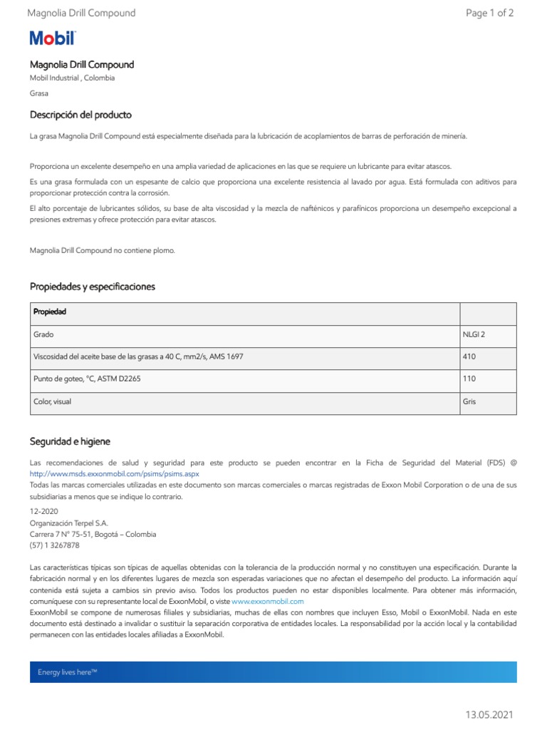 Magnolia Drill Compound | PDF | Lubricante | Química