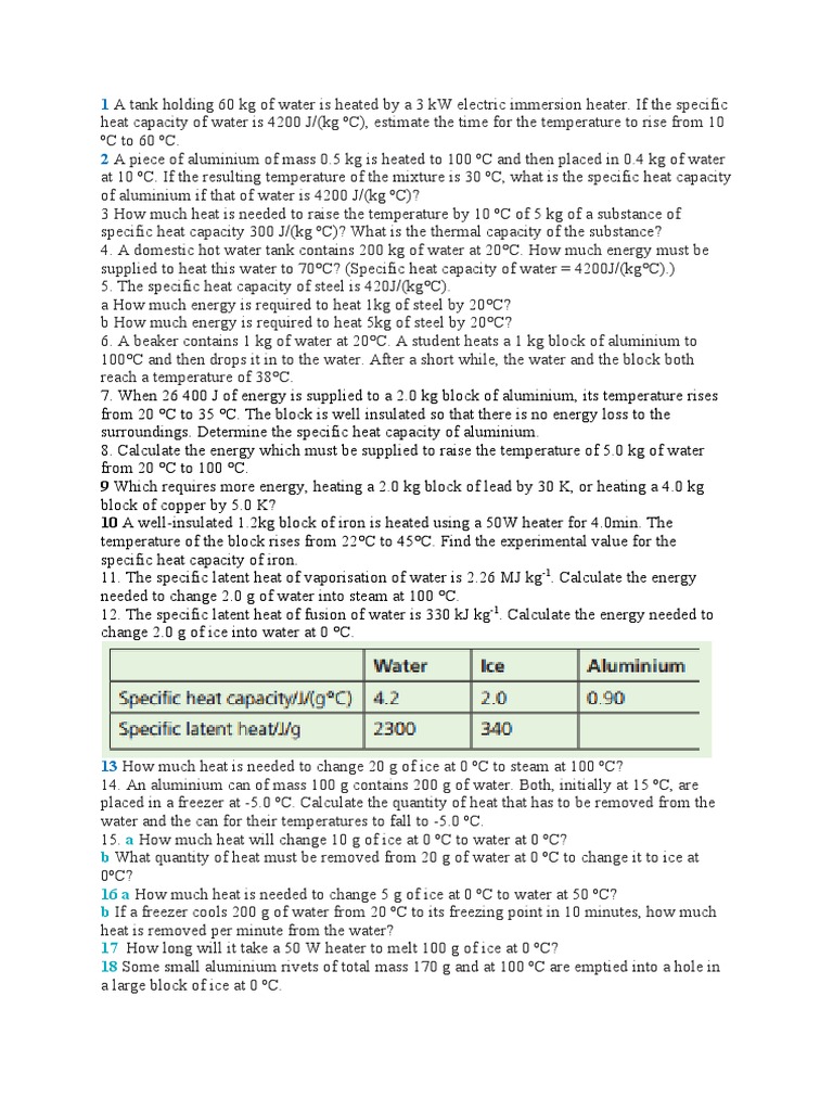 Thermal Physics | PDF | Water | Heat Capacity
