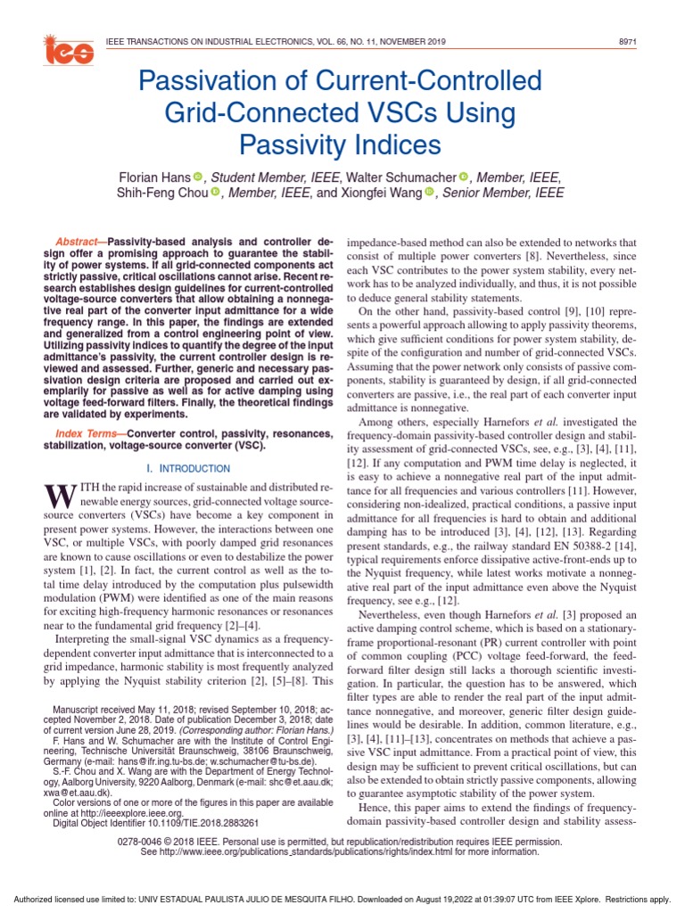 Passivation_of_Current-Controlled_Grid-Connected_VSCs_Using_Passivity_Indices | PDF | Resonance ...