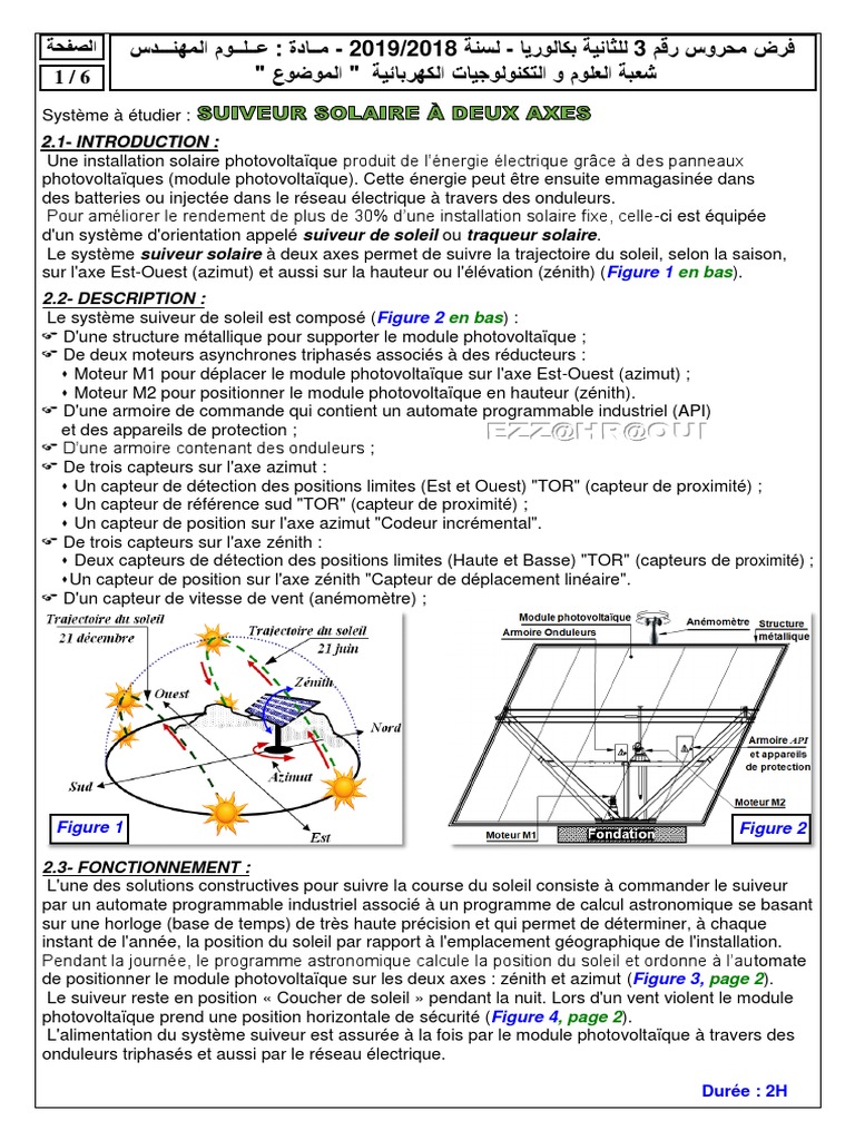 Devoir 3 Modele 2 Si 2 Bac Ste Suiveur Solaire A Deux Axes | Download Free PDF | Énergie solaire ...