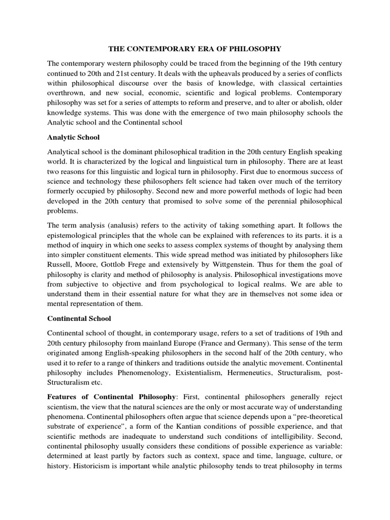 The Evolution Of Western Philosophy Analyzing The Analytic And