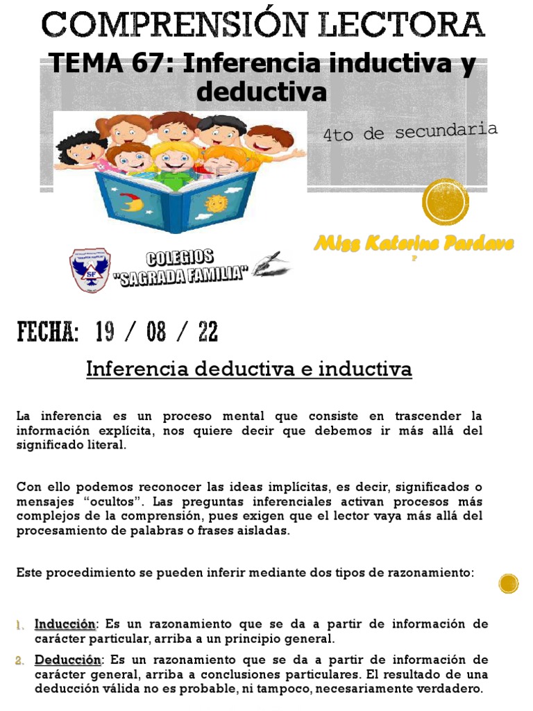 Tema 67 - Inferencia Inductiva y Deductiva - CL - 4to | PDF