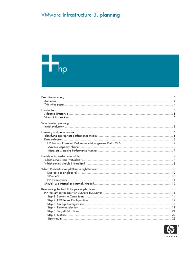 VMware Infrastructure 3 Planning | PDF | V Mware | Virtualization