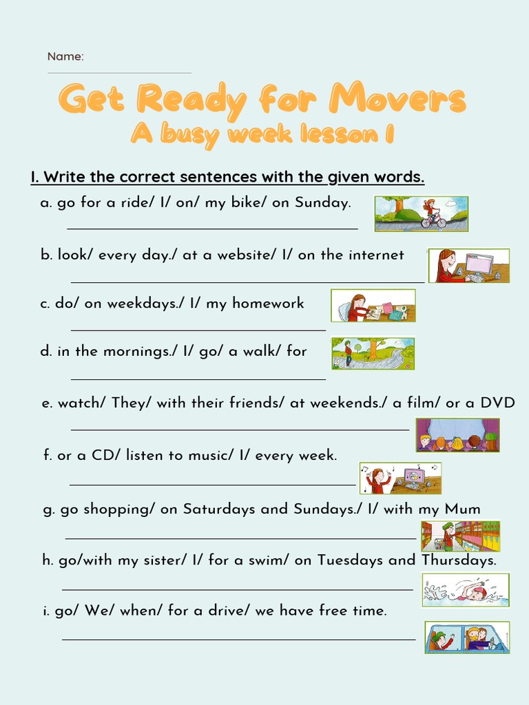 Get Ready For Movers A Busy Week Lesson 1 | PDF | Language Arts ...