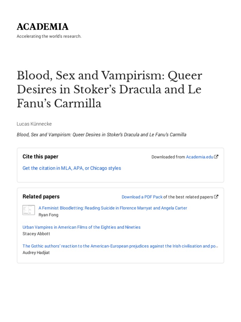 Blood Sex and Vampirism - Carmilla and Dracula | PDF | Dracula | Carmilla