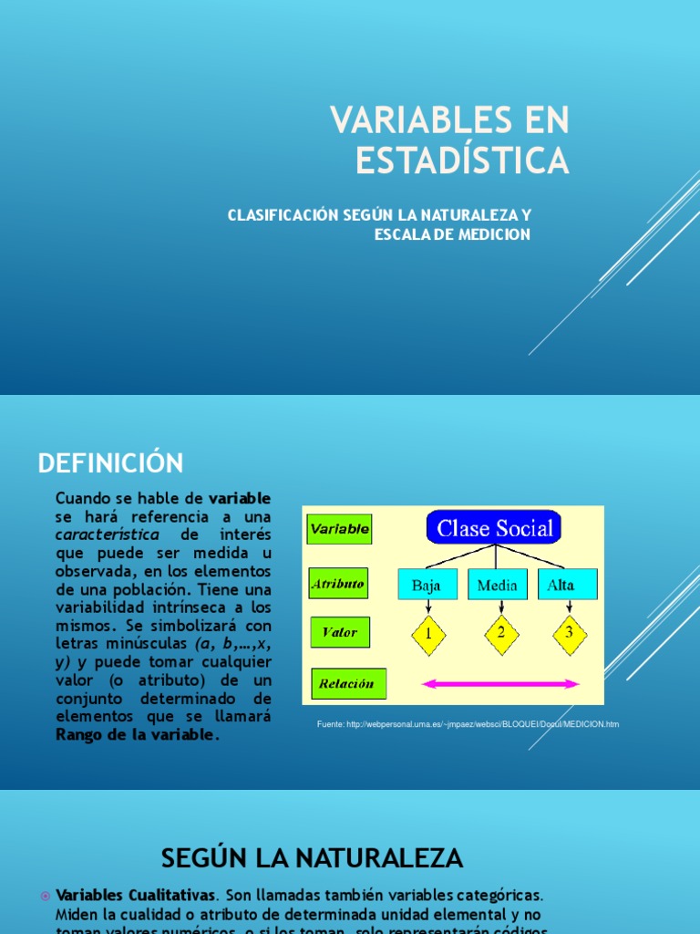 Clasificación y escalas de medición de variables en estadística | PDF ...