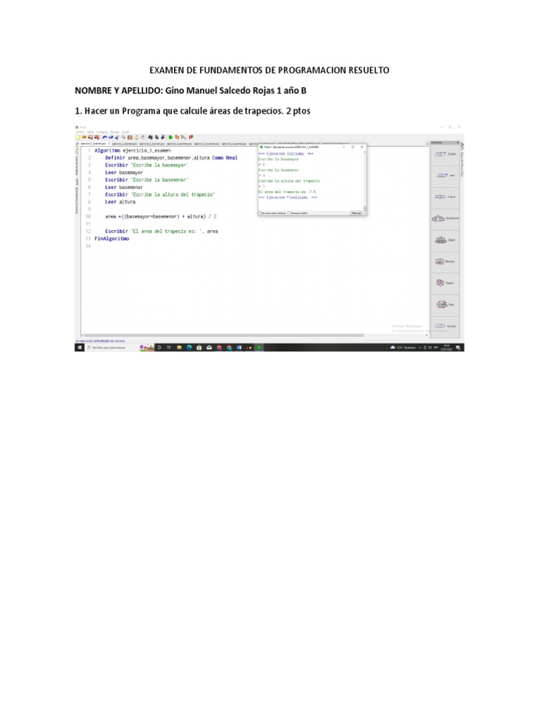 Examen de Fundamentos de Programacion Resuelto | PDF