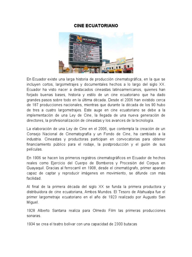Historia del Cine Ecuatoriano | PDF | Ecuador