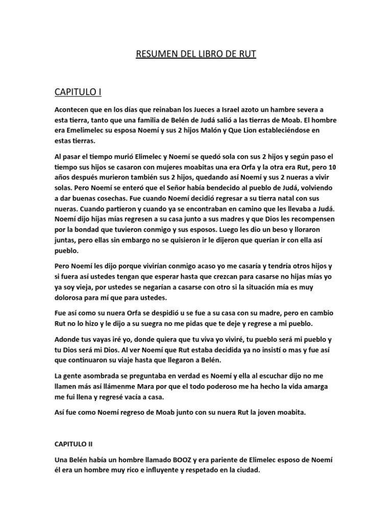 RESUMEN DEL LIBRO DE RUT y Ester | PDF | Noemí (figura bíblica) | Esther