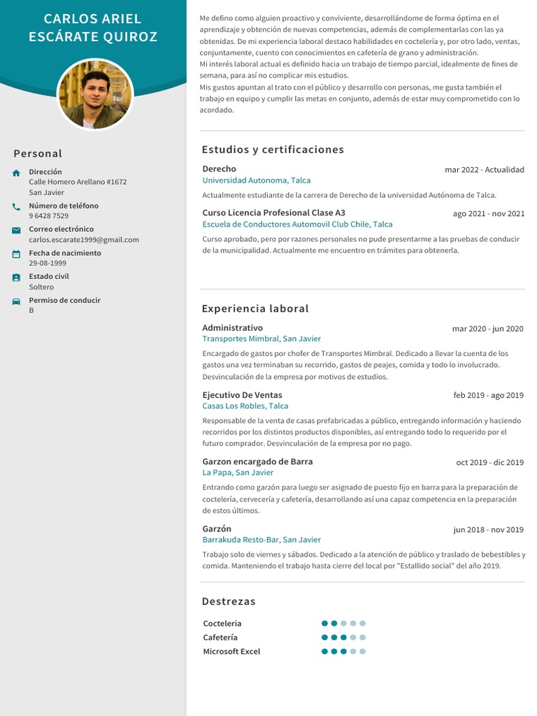 CV Carlos Ariel Escárate Quiroz #1 | PDF