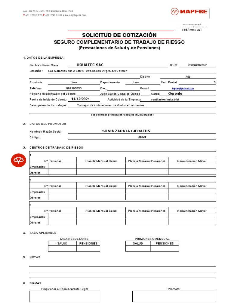 Formato Solicitud SCTR | PDF