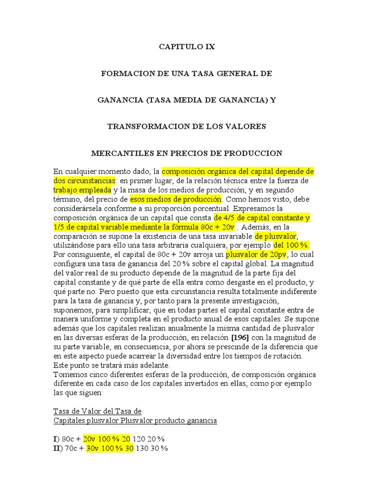 Capitulo Ix | PDF | Capital (economía) | Bienes