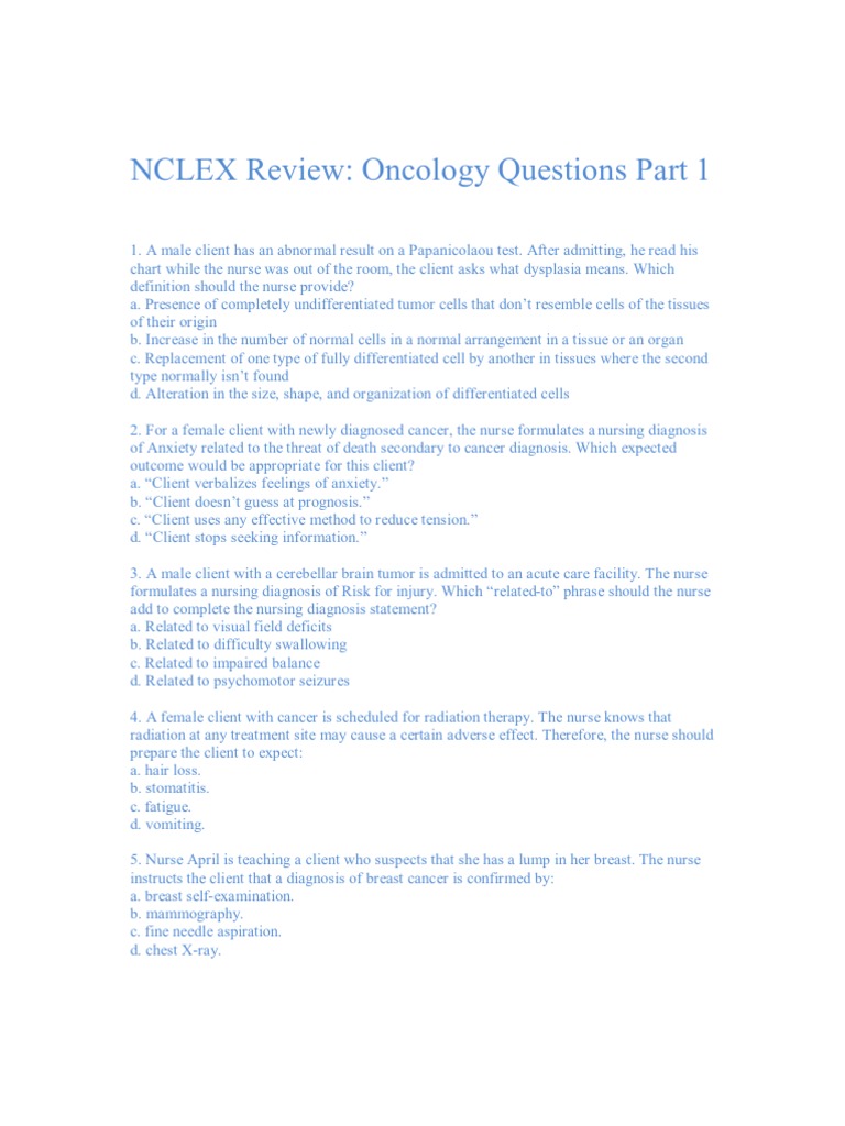 Nclex Review | PDF | Chemotherapy | Cancer