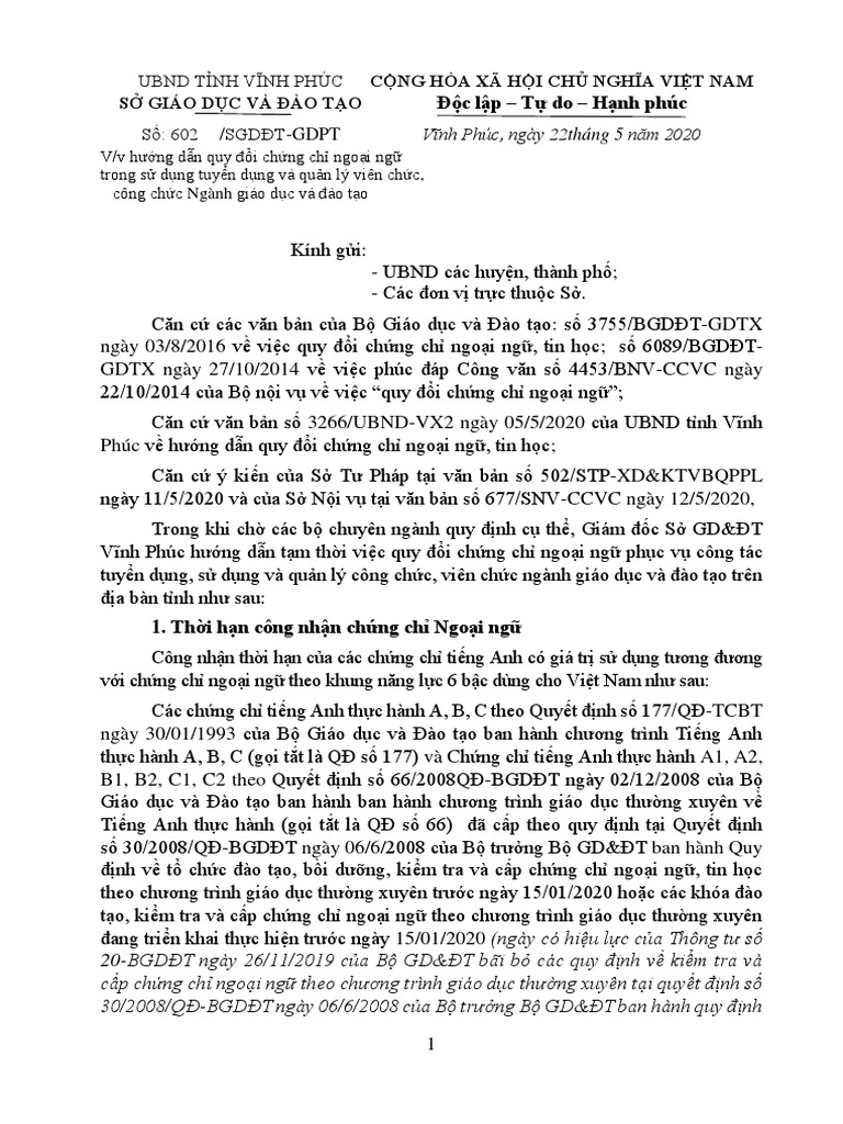 Signed-Signed-Sgd - 2020 - Quy Ban Hanh Quy Doi Chung Chi Ngoai Ngu Tin Hoc - 20 - 05 | PDF