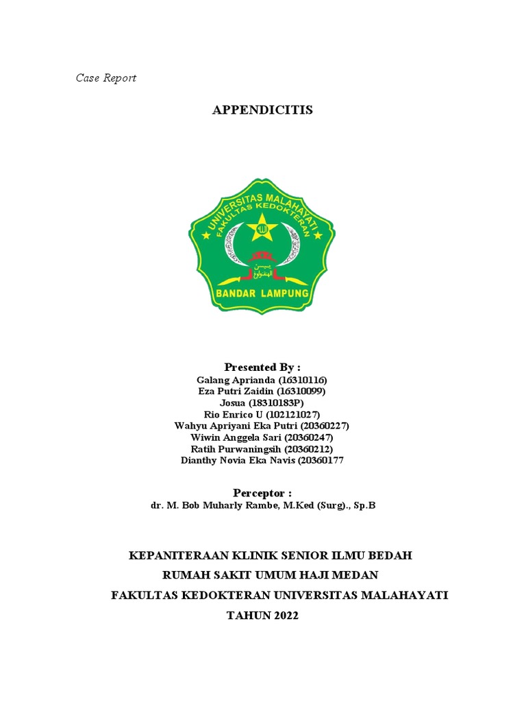 Laporan Kasus Appendisitis | PDF